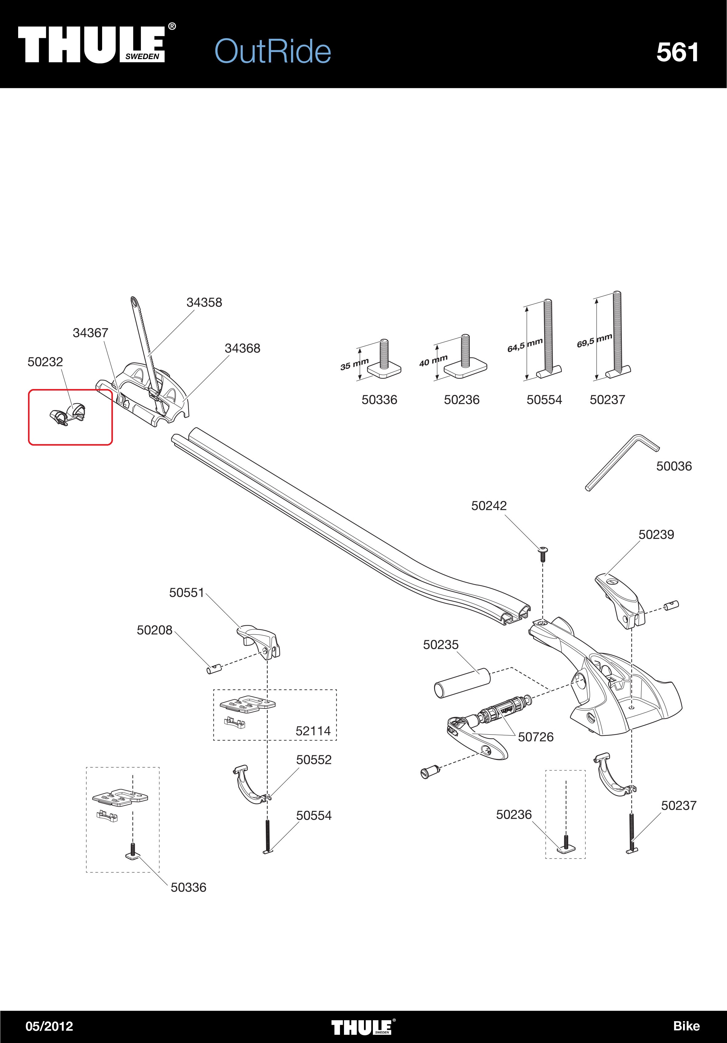 Thule запчасть.Заглушка для велокрепления Thule ProRide 591 34369 ...