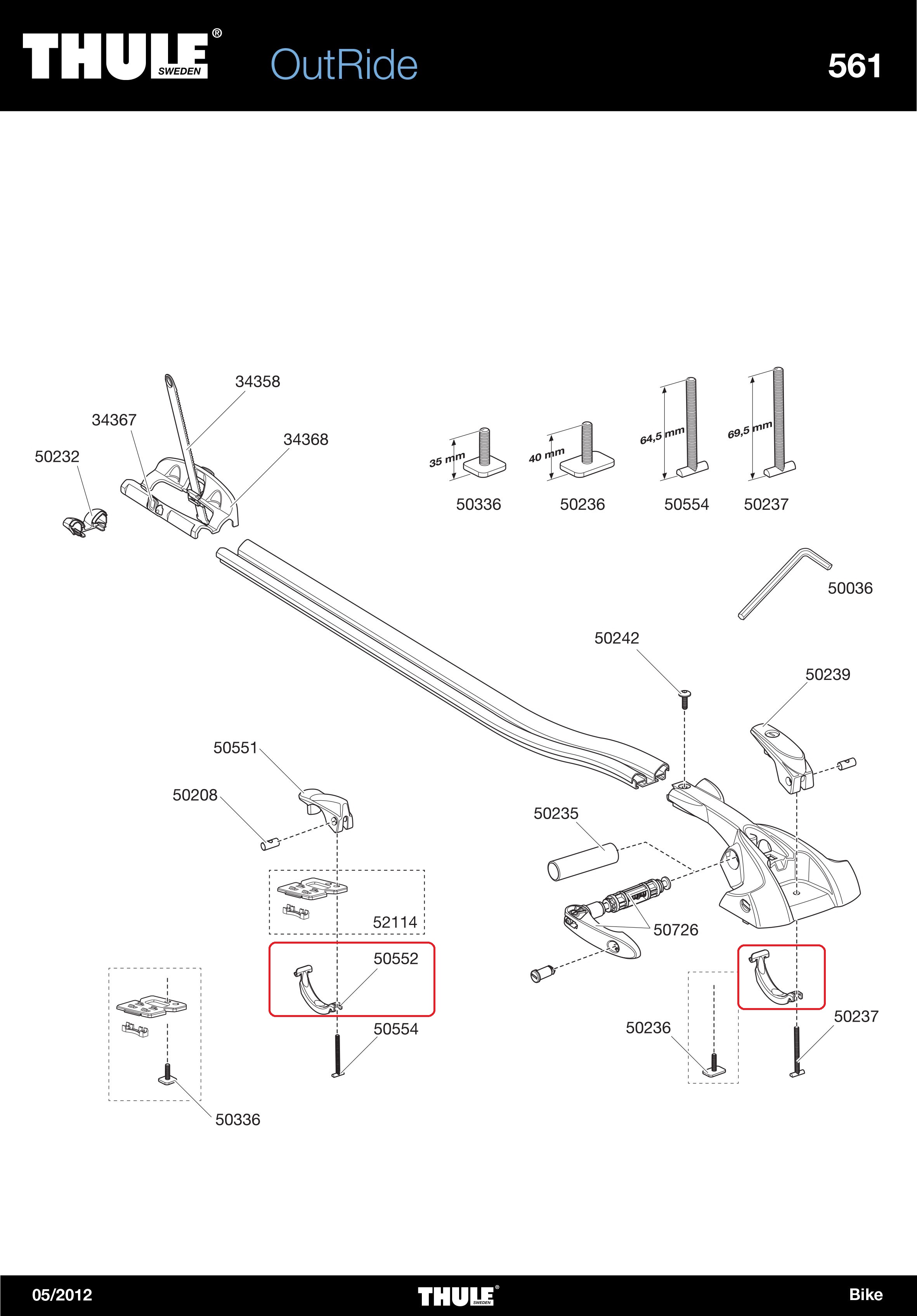 Thule запчасть. Скоба монтажная для велокрепления Thule ProRide 591 ...